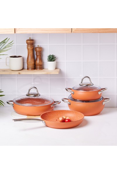 Karaca Avanos Biogranit 7 Parça Güveç Set Kiremit