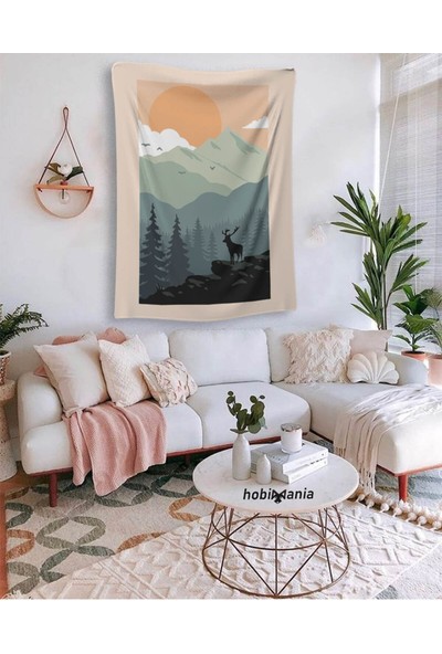 Hobimania Duvar Örtüsü Tapestry Geyik ve Doğa 40X60 cm Duvar Dekorasyon Moda Hobimania Duvar Örtüsü Tapestry Geyik ve Doğa 40X60 cm Duvar Dekorasyon Moda