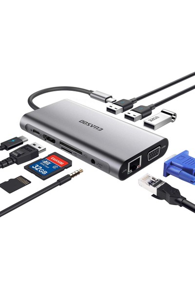 Euasoo Totu 10-In-1 Tip-C Çoğaltıcı Adaptör (Yurt Dışından)