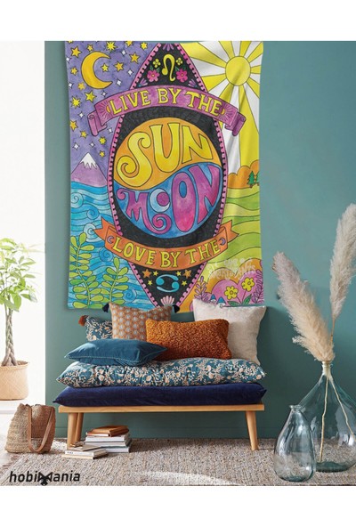 Hobimania Duvar Örtüsü Tapestry Sun And Moon Renkli 150X200 cm Duvar Dekorasyon Moda Hobimania Duvar Örtüsü Tapestry Sun And Moon Renkli 150X200 cm Duvar Dekorasyon Moda