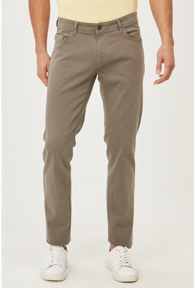 Ac&Co / Altınyıldız Classics Erkek Gri Slim Fit Dar Kesim 5 Cep Esnek Pantolon