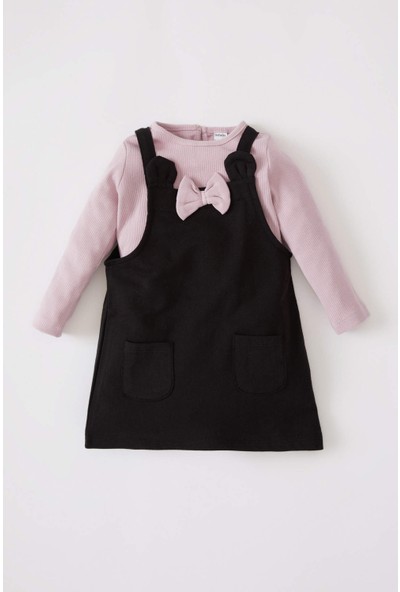 DeFacto Kız Bebek Regular Fit Salopet 2'li Takım W8152A221AU