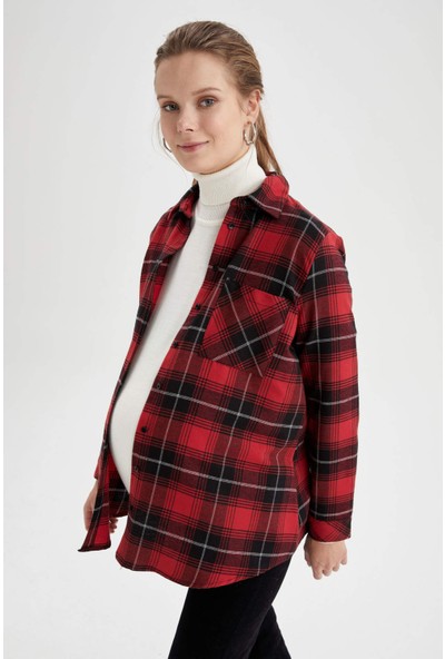 DeFacto Regular Fit Ekose Desenli Hamile Gömlek W0184AZ21WN