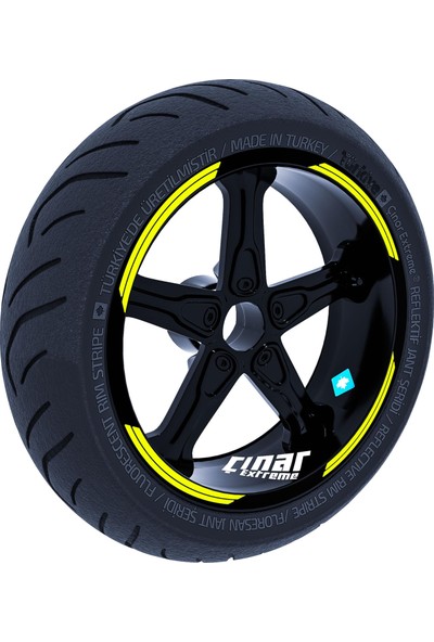 Çınar Extreme Double Stripe Tasarımlı Floresan Sarı Jant Şeridi Sticker Çınar Extreme Çınar Extreme Double Stripe Tasarımlı Floresan Sarı Jant Şeridi Sticker Çınar Extreme