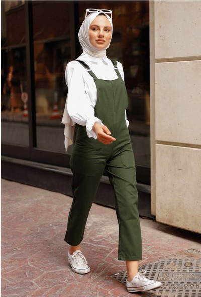 İlkimay Bol Paça Bahçıvan Tulum - Haki