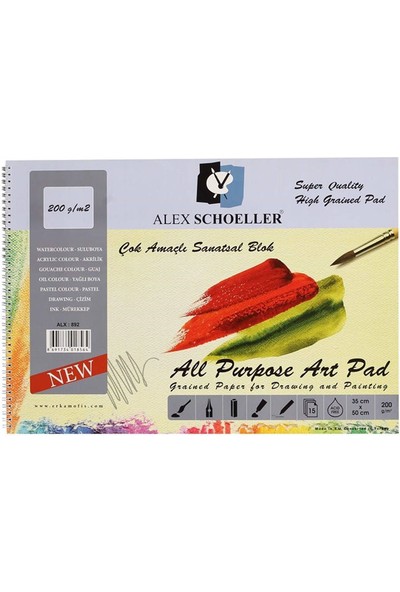 Ale x Schoeller Çok Amaçlı Sanatsal Resim ve Eskiz Çizim Defteri 200 gr 35 x 50 cm 15 Yp.