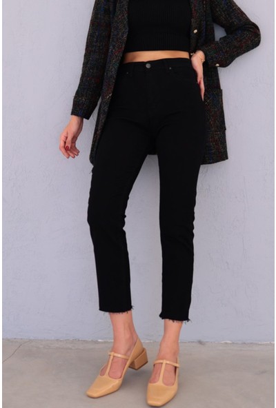 Ziwod Siyah Boyfit Rahat Kullanım Jean