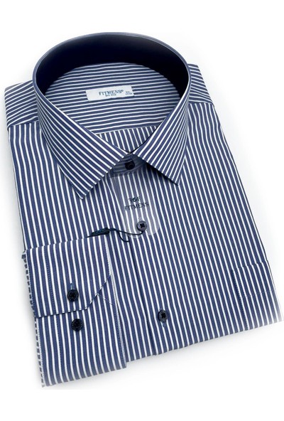 Fitmens Çizgili Klasik Battal Boy Erkek Gömlek