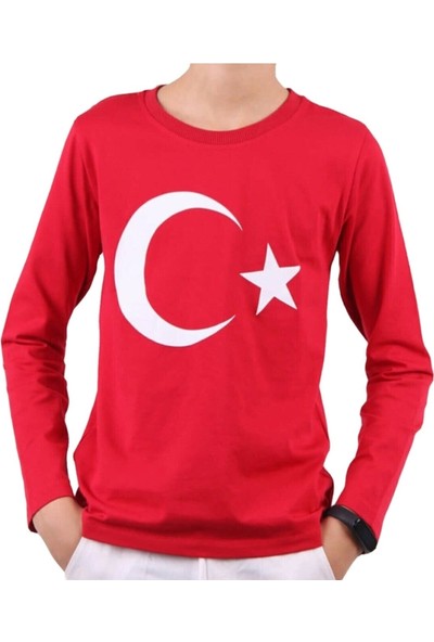 Boncuk Avm Uzun Kollu Ay Yıldızlı Türk Bayrağı Tişörtü