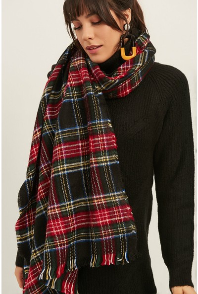 Laviyonsa Siyah Ekose Atkı Şal