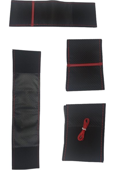 Tegin Galaxy 1995-2010 Direksiyon Kılıfı Carbon V Akantara Krmızı Yüzük