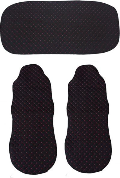 Tegin Volvo S40 1996-2000 Kapitone Kumaş Koltuk Minderi Siyah Kırmız Dikiş 3`lü T.