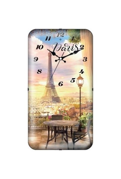 Galaxy 1988 Eyfel Tasarım Baskılı Bombe Camlı Duvar Saati Galaxy 1988 Eyfel Tasarım Baskılı Bombe Camlı Duvar Saati