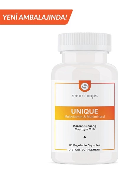 Smartcaps Unıque Multivitamin & Multimineral Ginseng, Q10 / 30 Kapsül Smartcaps Unıque Multivitamin & Multimineral Ginseng, Q10 / 30 Kapsül