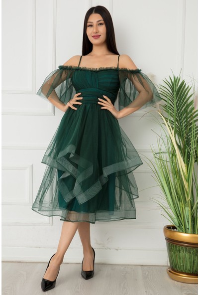 Kalopya 13353 Tül Askılı Kısa Elbise