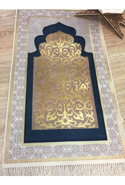 Brillant Gold Saçaklı Seccade (Lateks Taban)