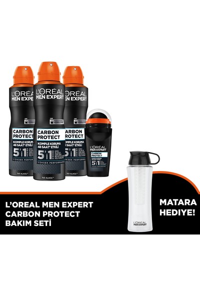 L'oreal Paris Men Expert Kömürlü Bakım Seti + Matara