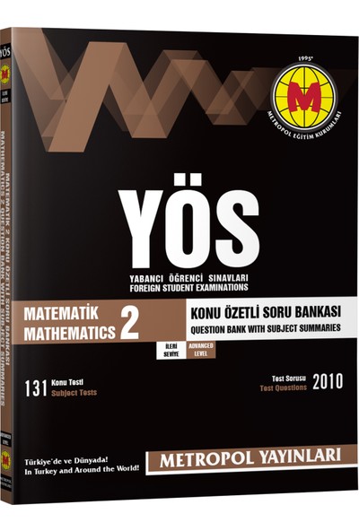 Metropol Yayınları YÖS Matematik Konu Özetli Soru Bankası-2 İleri Seviye