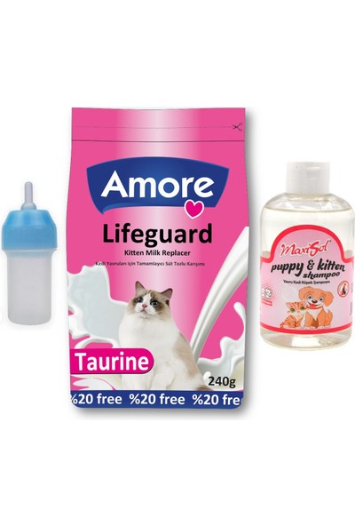 Amore Lifeguard Yavru Kedi Süt Tozu 240 gr + Biberon + Kitten Şampuan Amore Lifeguard Yavru Kedi Süt Tozu 240 gr + Biberon + Kitten Şampuan