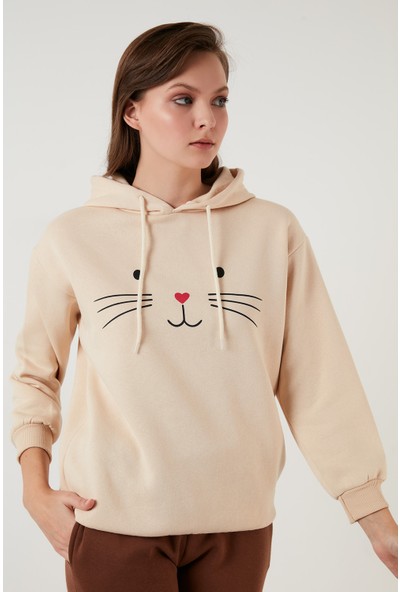 Lela Baskılı Pamuklu Kapüşonlu Yaka Şardonlu Kışlık Sweat Kadın Sweat 5864330 Lela Baskılı Pamuklu Kapüşonlu Yaka Şardonlu Kışlık Sweat Kadın Sweat 5864330