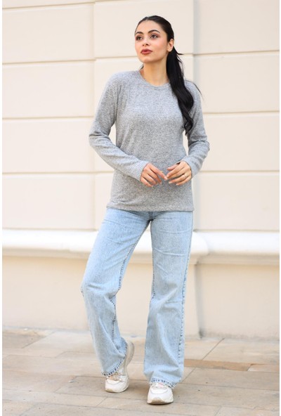 Meqlife Pamuklu Yumoş Kazak - Gri