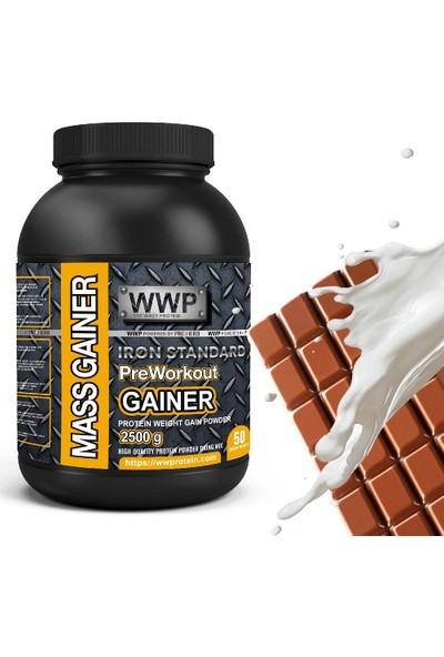 WWP Preworkout Mass Gaıner 2500 gr Chocolate Milk Flavor WWP Preworkout Mass Gaıner 2500 gr Chocolate Milk Flavor