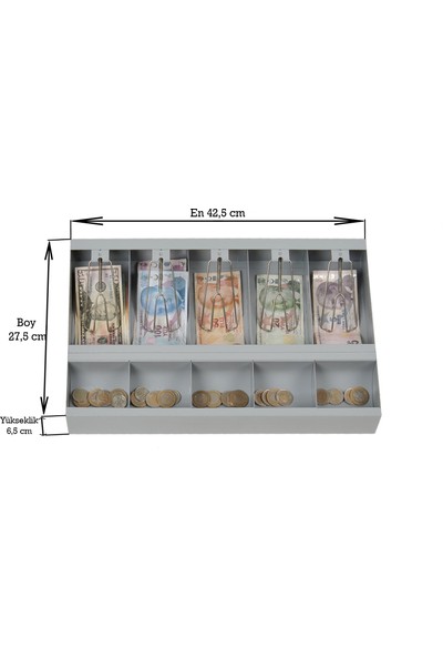 Çetka Metal Cekmece Içi Para Düzenleyici 5 Banknot Bölmeli Para Cekmecesi Içi