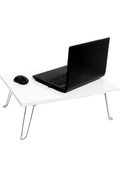MrtNlu Katlanır Laptop - Çalışma - Kahvaltı Sehpası - Yatak Sehpası Beyaz