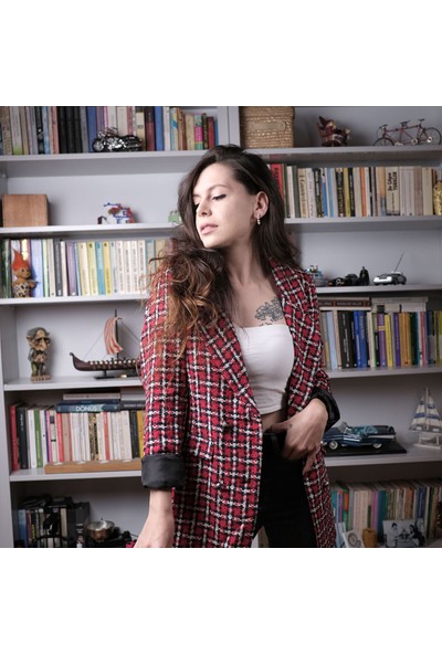 Arancia Boutique Kareli Uzun Ceket