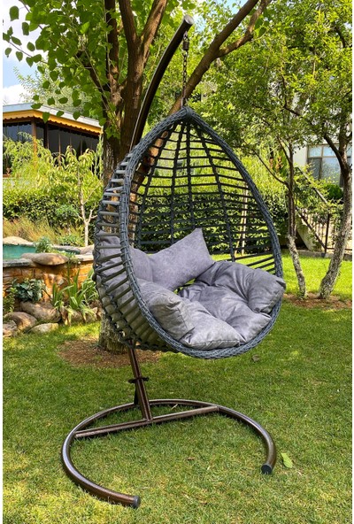 Piranlar Damla Rattan Bahçe Salıncak Balkon Salıncak Teras Salıncağı Gri Piranlar Damla Rattan Bahçe Salıncak Balkon Salıncak Teras Salıncağı Gri