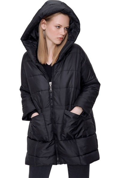 Butikburuc Kadın Siyah Salaş Uzun Şişme Mont Butikburuc Kadın Siyah Salaş Uzun Şişme Mont