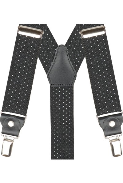 Dwoy Deri Bağlantılı Metal Klipsli Puantiyeli Siyah Pantolon Askısı Dwoy Deri Bağlantılı Metal Klipsli Puantiyeli Siyah Pantolon Askısı