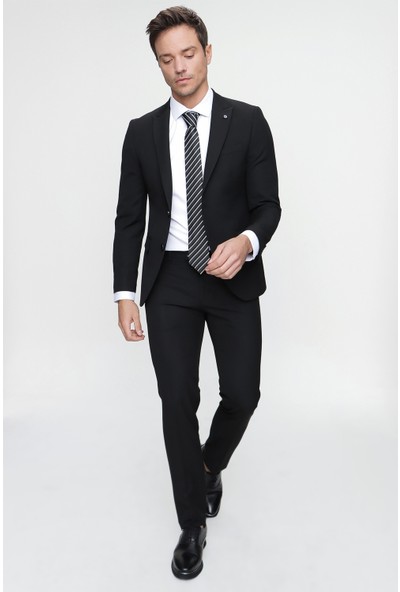 Morven Erkek Basic Slim Fit Takım Elbise Siyah Morven Erkek Basic Slim Fit Takım Elbise Siyah