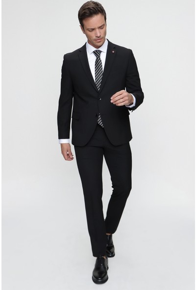 Morven Erkek Basic Dinamik Fit Takım Elbise Siyah