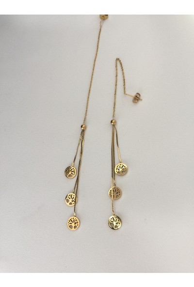 Megs Store Çelik Çoklu Uzun Zincir Sallantılı Küpe