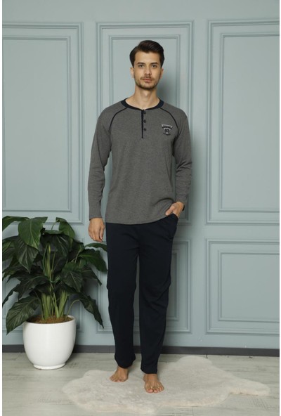 AKASYA Erkek Uzun Kollu Cepli Kışlık Pijama Takımı 1163