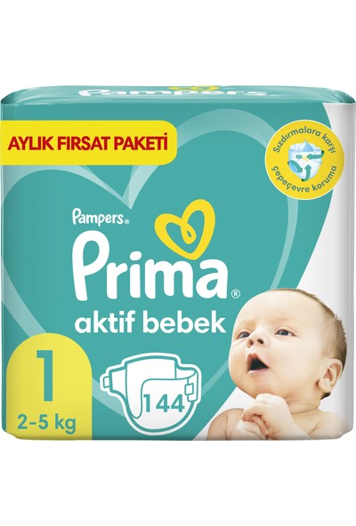 Prima Bebek Bezi Aktif Bebek 1 Beden 144 Adet Aylık Fırsat Paketi Prima Bebek Bezi Aktif Bebek 1 Beden 144 Adet Aylık Fırsat Paketi