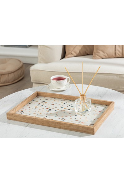 English Home Terazzo Dekoratif Tepsi 31X46 cm Kahve