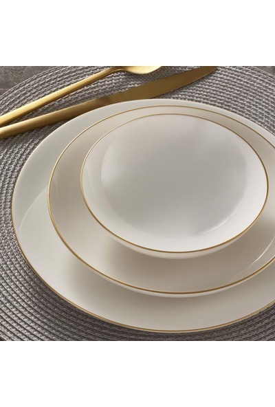 Güral Porselen Güral Atina 18 Parça 6 Kişilik Bone Yemek Takımı Gold
