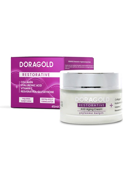 Doragold Restorative Kolajen Hyaluronic Acid C Vitamini Resveratrol Yaşlanma ve Kırışıklık Karşıtı Krem 45ml Doragold Restorative Kolajen Hyaluronic Acid C Vitamini Resveratrol Yaşlanma ve Kırışıklık Karşıtı Krem 45ml
