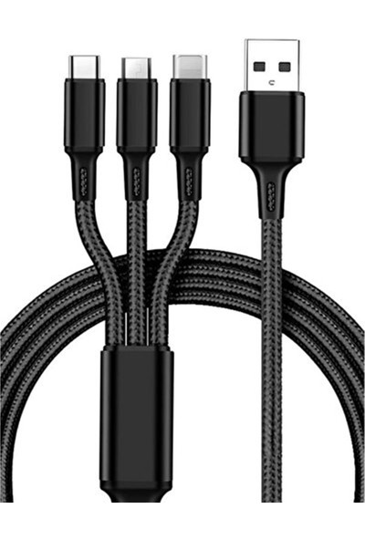 Escom Şarj Kablosu Çoklu Apple Iphone/mıcro/type-C Hızlı Örgülü - Escom - 1.25M - Siyah Escom Şarj Kablosu Çoklu Apple Iphone/mıcro/type-C Hızlı Örgülü - Escom - 1.25M - Siyah