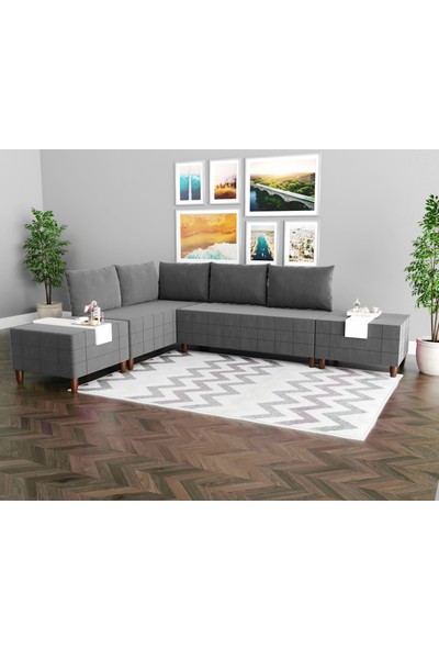 EVDEMO Anatolia L Köşe Koltuk Takımı Gri