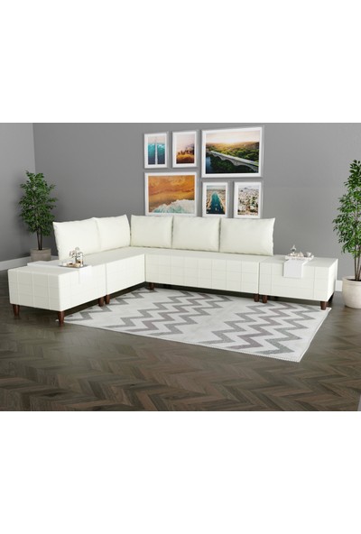 EVDEMO Anatolia L Köşe Koltuk Takımı Krem