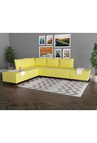 EVDEMO Anatolia L Köşe Koltuk Takımı Sarı