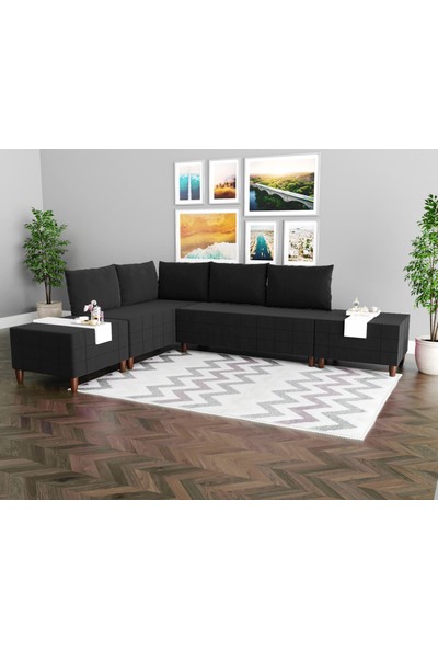 EVDEMO Anatolia L Köşe Koltuk Takımı Siyah