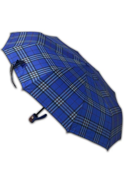 Rubenis RB010L Bayan Mavi Kareli Desenli Şemsiye