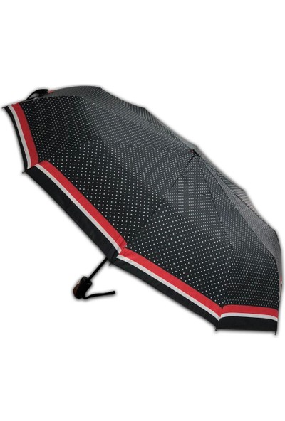 Rubenis RB010L Bayan Siyah-Beyaz Puantiyeli Şemsiye