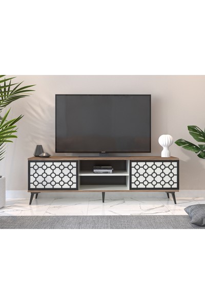 Abete Tv Sehpası(Ikili) Ceviz-Beyaz