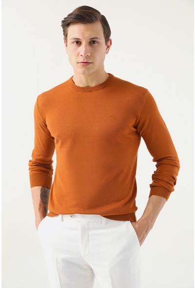 D'S Damat Regular Fit Tarçın Düz Örgü Kazak