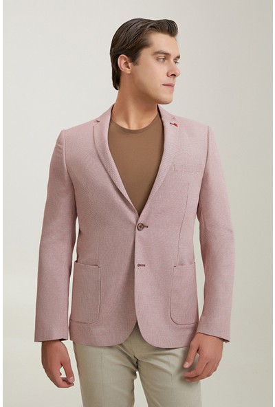 D'S Damat Twn Slim Fit Kırmızı Kumaş Ceket